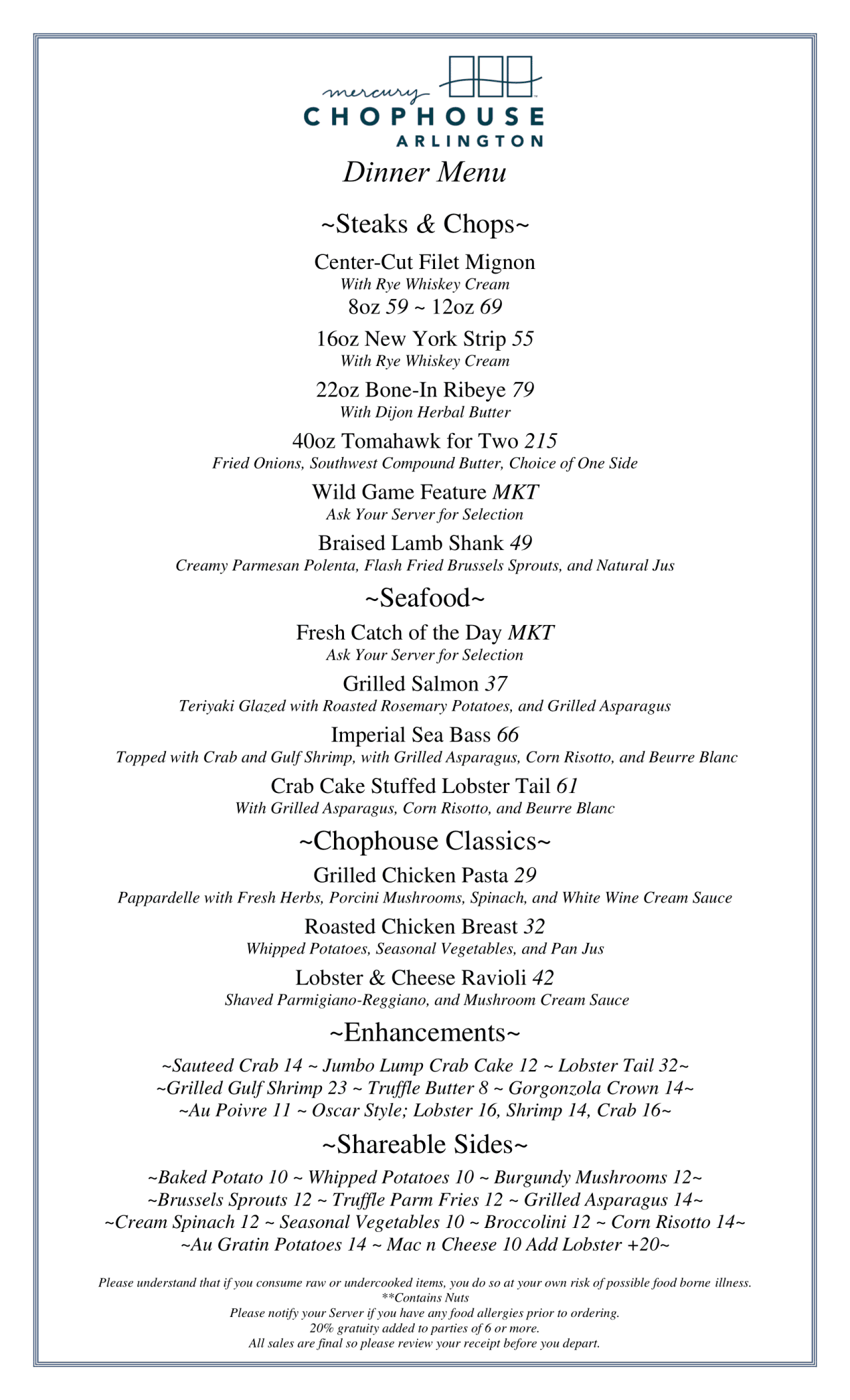 Dinner - Mercury Chophouse